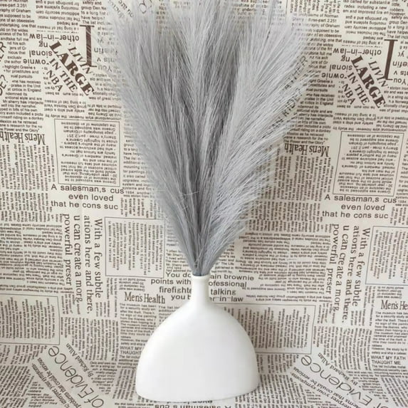 Faux Pampas Grass Fluffy Artificial Fake Plants Bulrush Reed Vase ...