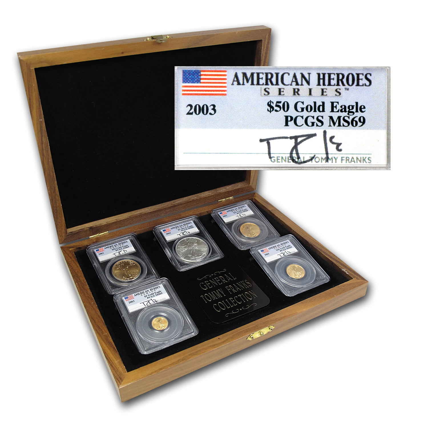 2003 5-Coin Gold & Silver Eagle Set MS-69 PCGS (Tommy Franks) - Walmart.com