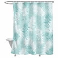Aqua White Palm Leaves Shower Curtain, Botanical Forest Ferns ...