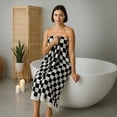 2 Piece Pink Checkered Bath Towels Set - 27”x55” Highly Absorbent ...
