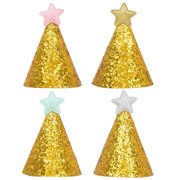 4 Pcs Mini Birthday Hats Shiny Glitter Star Hats Children's Party Hats ...
