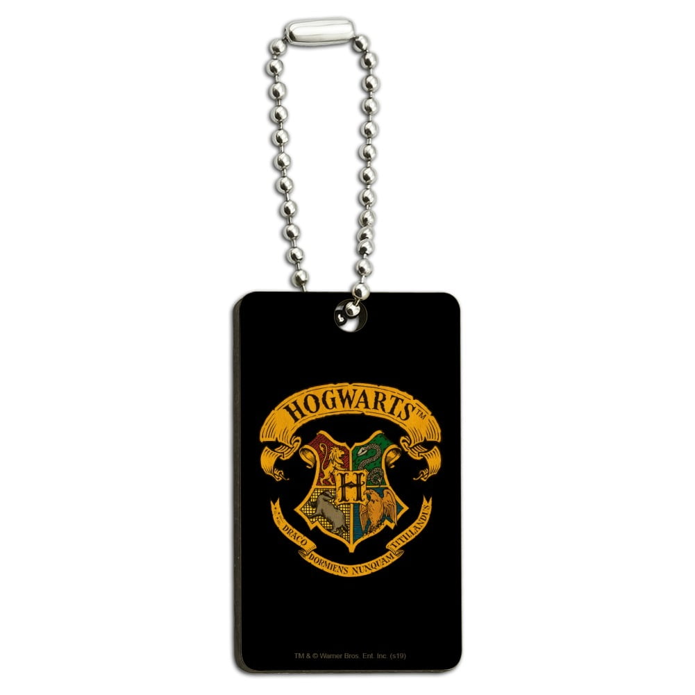 Harry Potter Ilustrated Hogwart's Crest Wood Wooden Rectangle Keychain ...