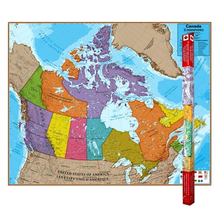 Round World Products RWPHM06 Hemispheres Laminated Map, Canada, 47 ...
