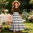 PYGNJK Girls Polka Dot Maxi Dress Elbow Sleeve Tiered Casual Swing ...