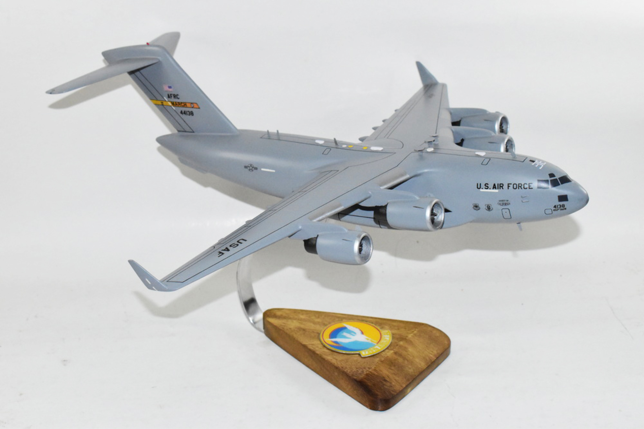 729th Airlift Squadron (Spirit of California March) C-17 Model, 1/116th Scale, Mahogany, Cargo ...