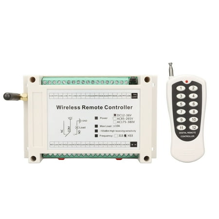 Wireless Remote Control System 12 Channel RF 10A Relay Receiver with ...