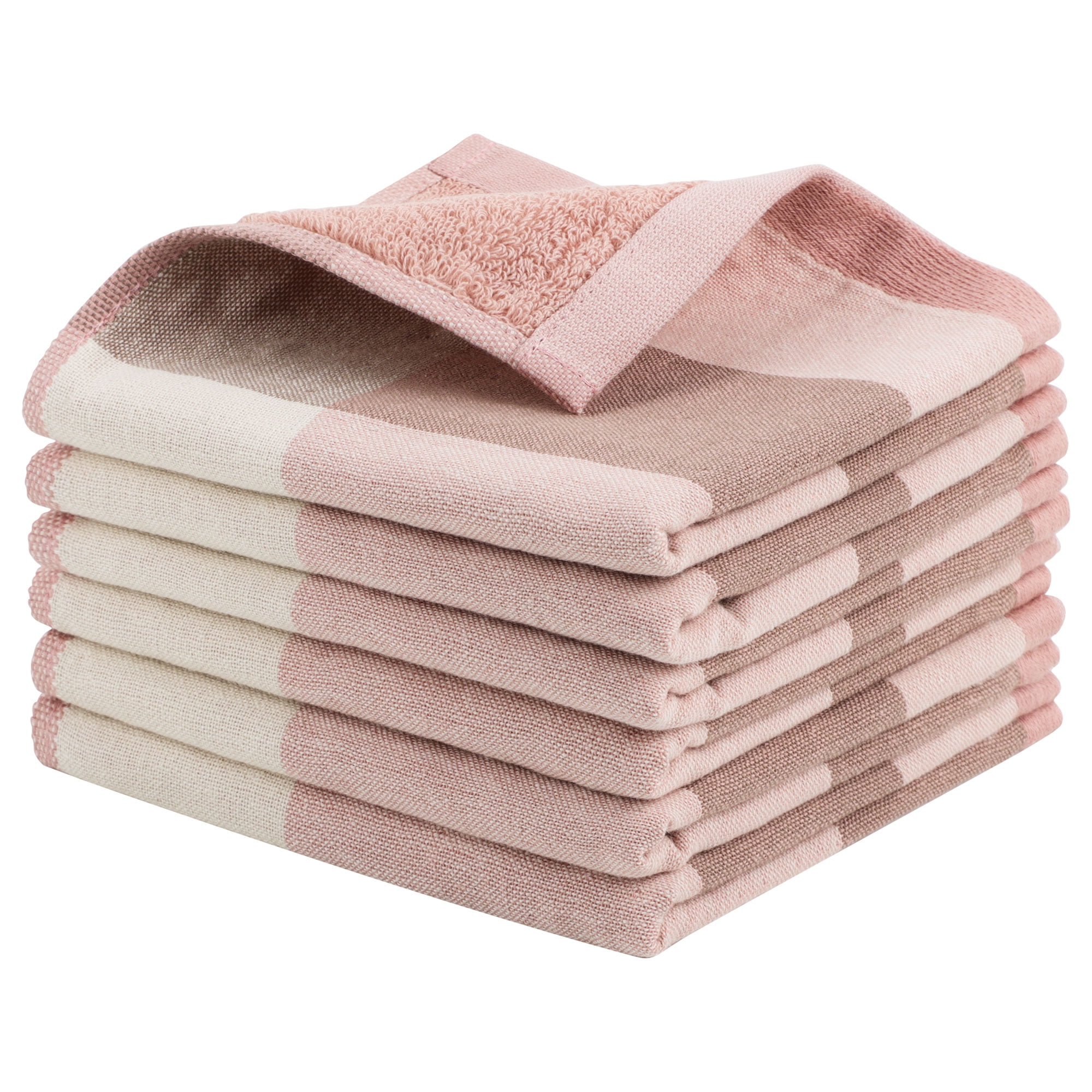 6-Pack 100% Cotton Gradient Pattern Kitchen Towels Pink 13" x 13 ...