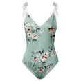 Sengtong Womens V Neck Flower Printed Swimsuit Apron Skirt Bikini Sets