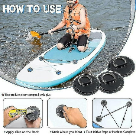 4pcs Surfboard Dinghy Boat Pvc Patch With D Ring Rigging Kit,white ...