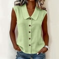 yardsong Peter Pan Collar Shirt Women Sleeveless Tank Tops Summer ...