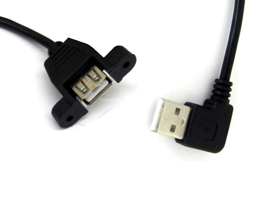 USB A Male 90 Degree Angle to USB A Female Panel Mount - Walmart.com