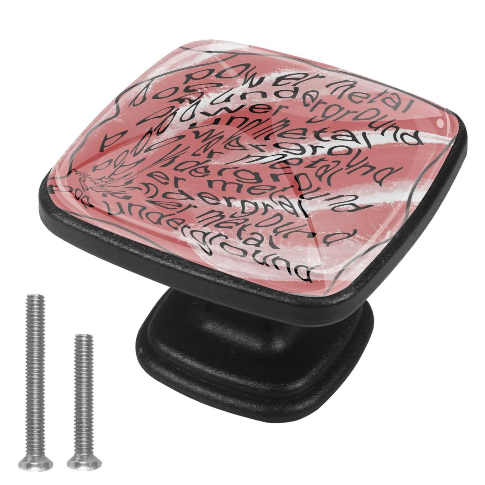 4 Pcs Cabinet Handle Drawer Pulls Letter Knobs with Screws Square ...