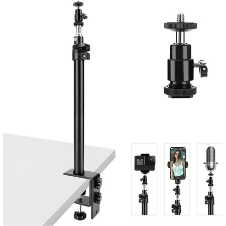 WIOR Camera Desk Mount Stand, C-clamp Light Stand with 360° Rotatable ...