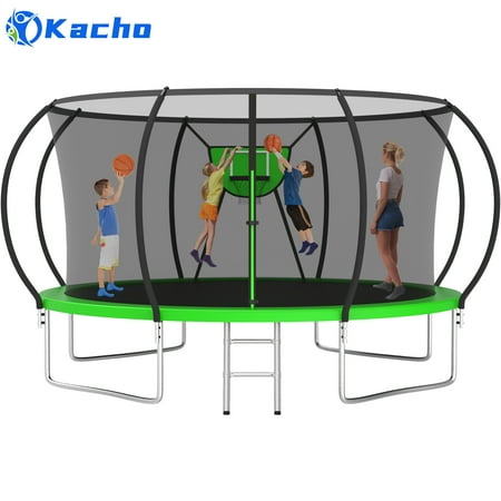 Kacho Trampoline, Trampoline with Enclosure Net 12FT 1200LBS Trampoline ...