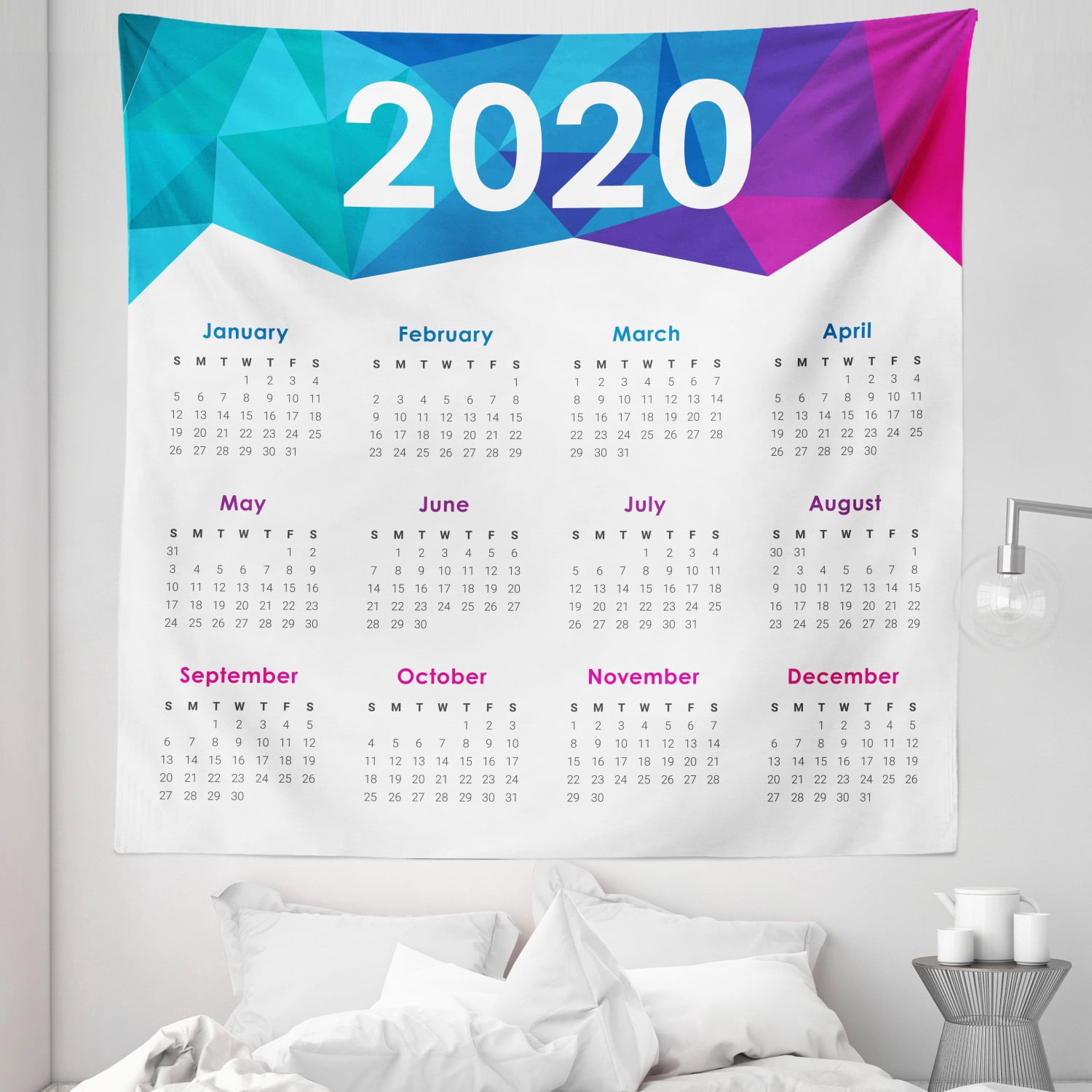 Calendar 2020 Tapestry, Modern Concept Year Design Colorful Mosaic Look ...