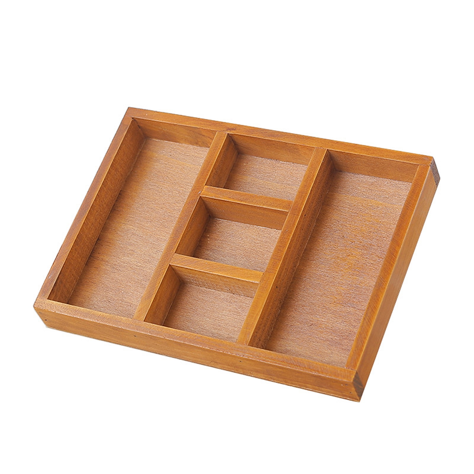 5 Grid Retro Wooden Cutlery Drawer Tray Storage Box Sundries Storage ...
