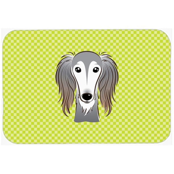 Checkerboard Lime Green Saluki Mouse Pad, Hot Pad Or Trivet, 7.75 x 9. ...