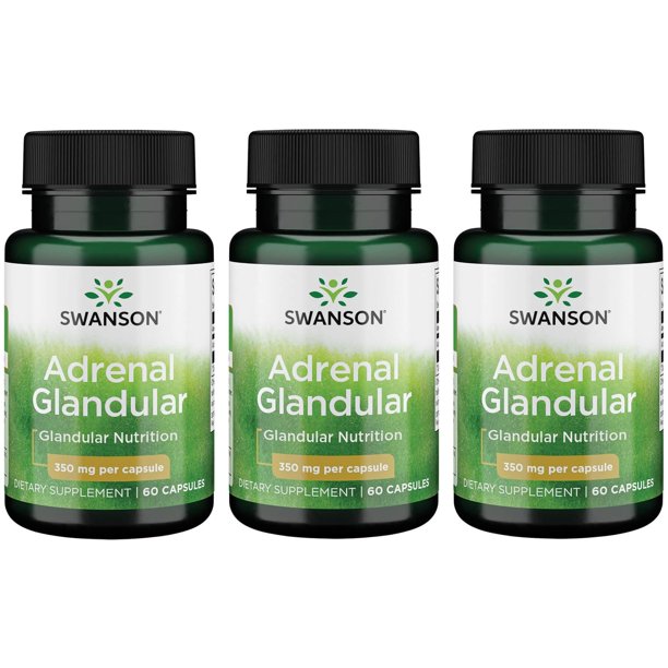 Swanson Adrenal Glandular 350 mg 60 Caps 3 Pack - Walmart.com