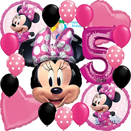 Floral Arranging Girl Mouse Pink Minnie Mouse Number 5 Balloon Mid-size ...