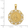 14K Yellow Gold Polished Miraculous Medal, Scallop Frame Pendant ...