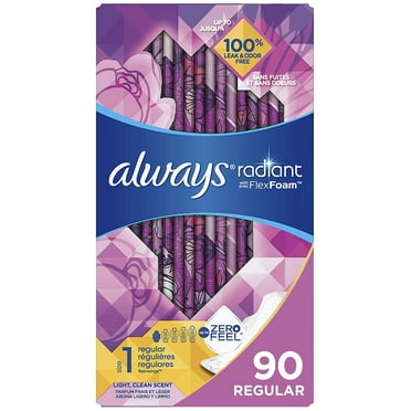 Always Radiant Pads, Size 1, Regular Absorbency, Scented (76 Count ...