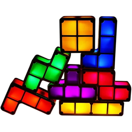 Tetris Stackable Night Light, 7 PCS DIY LED 7 Colors 3D Puzzles ...