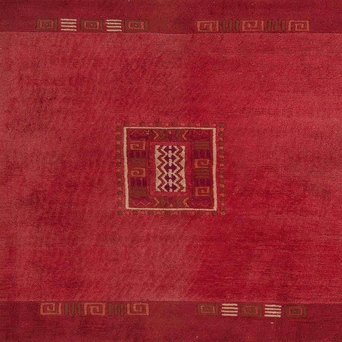 Ahgly Company Indoor Square Abstract Red Abstract Area Rugs, 4' Square ...