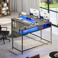Dextrus 67 inch L Shaped Desk with LED Light and Power Outlets ...