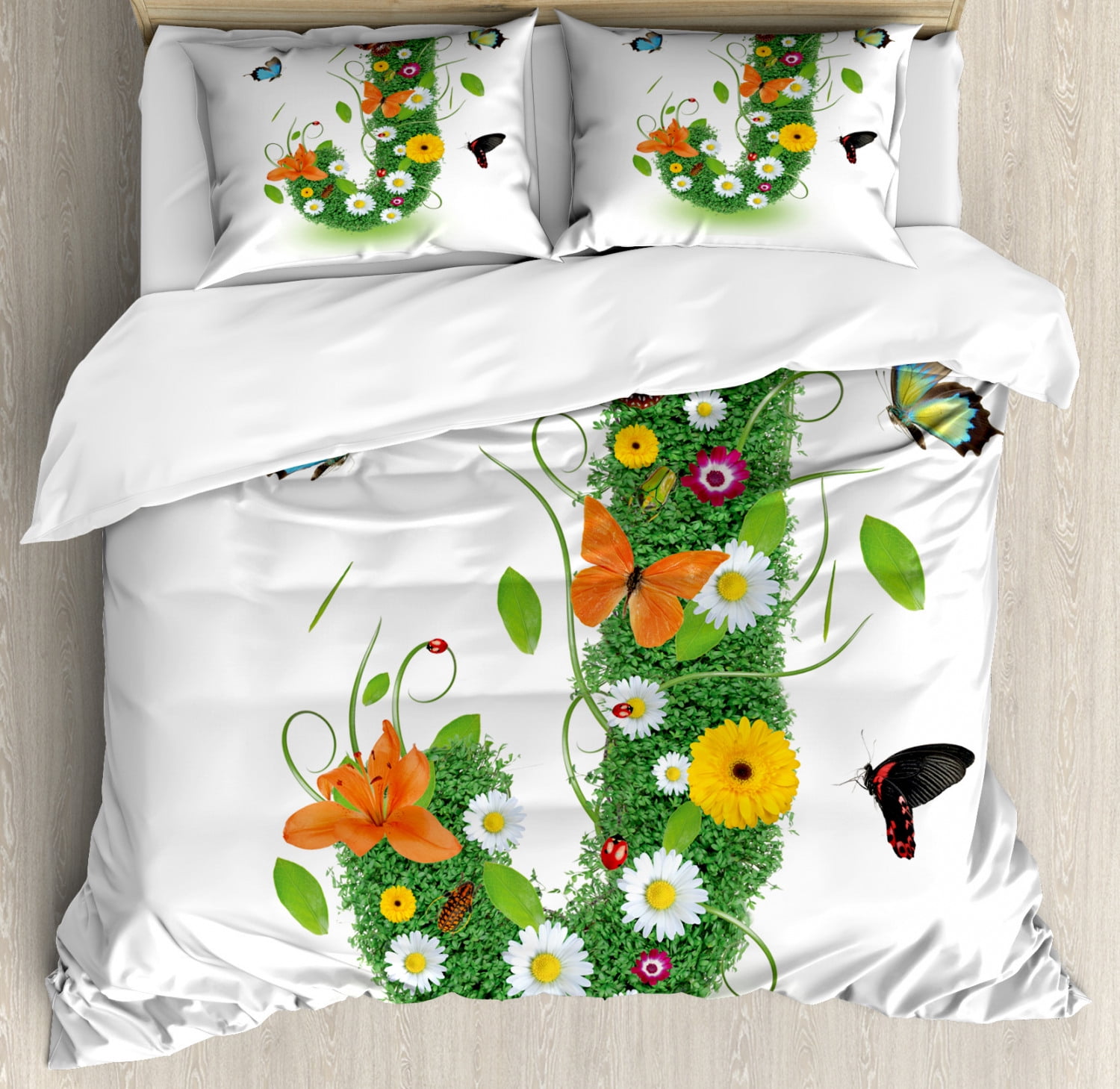 Letter J Queen Size Duvet Cover Set, Inspirational Language Items ...