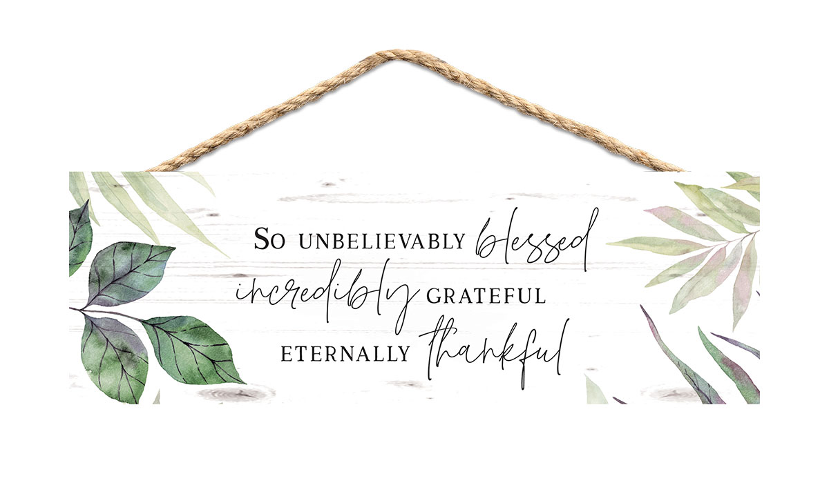 So Unbelievably Blessed Grateful Thankful Green 10 x 3 Pine Wood String ...