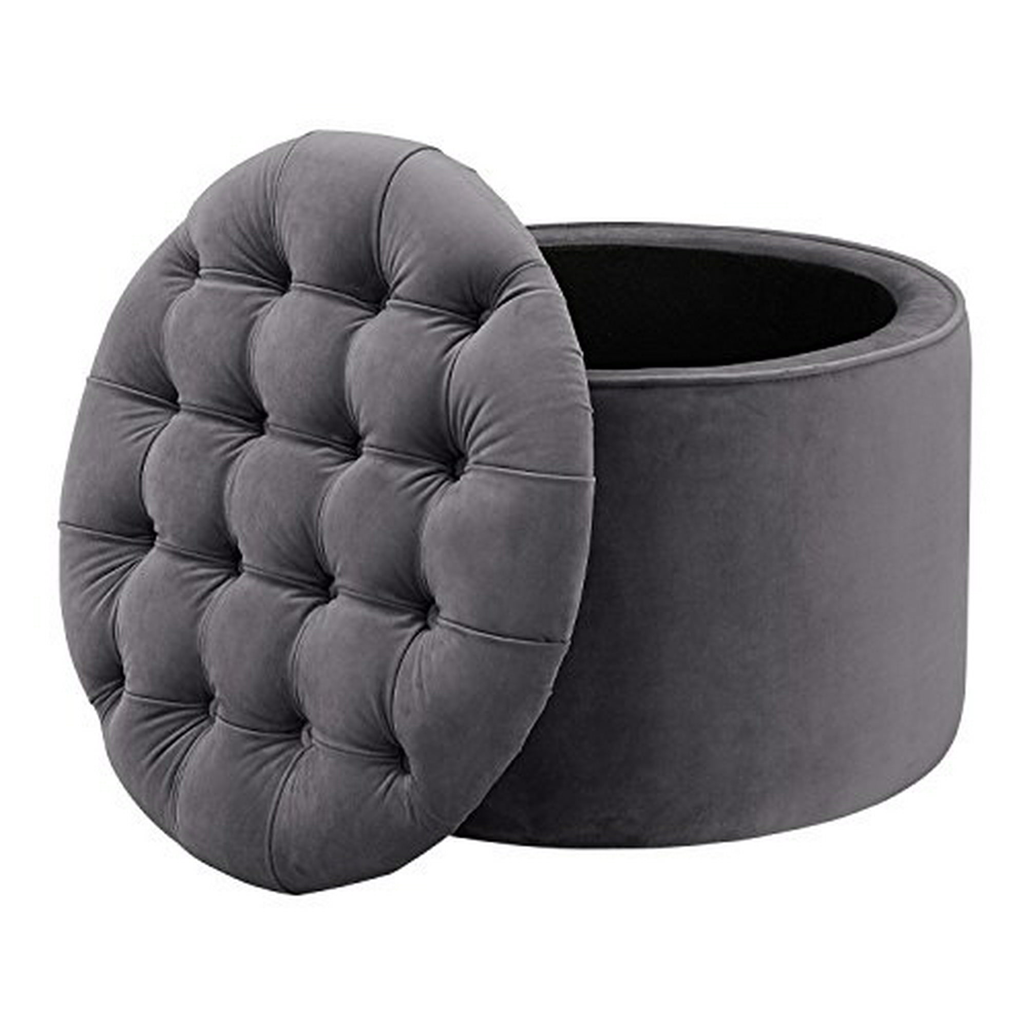 Tov Furniture Queen Velvet Storage Ottoman  Grey