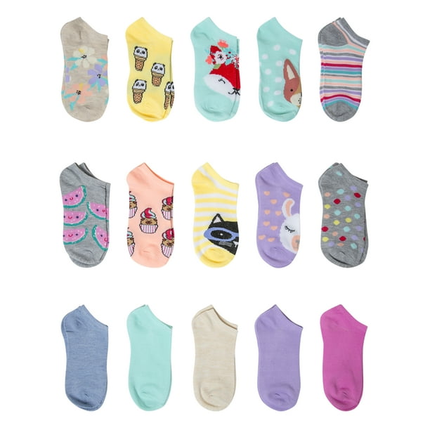 Wonder Nation Girls 15pk No Show Socks - Walmart.com