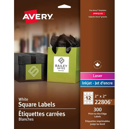 Avery Square Labels for Laser and Inkjet Printers, 2" x 2", 300 Labels ...