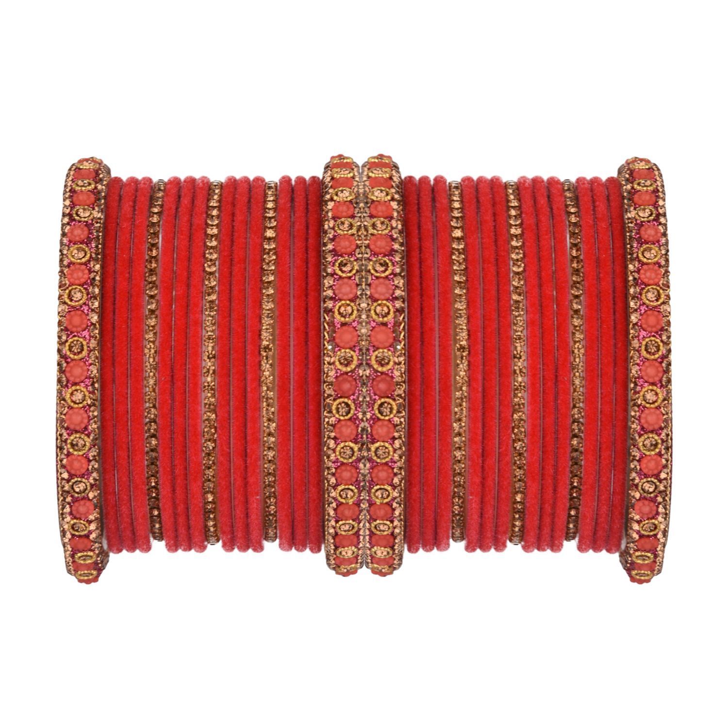 Efulgenz Boho Velvet Bangle Indian Bangle Set CZ Crystal Rhinestone Red ...