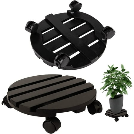 XBRW 12 Inch Round Plant Caddy Heavy Duty Plant Pot with 4 Rolling ...