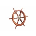 Finely Designed Sheesham Wood and Brass Ship Wheel, Brown - Walmart.com
