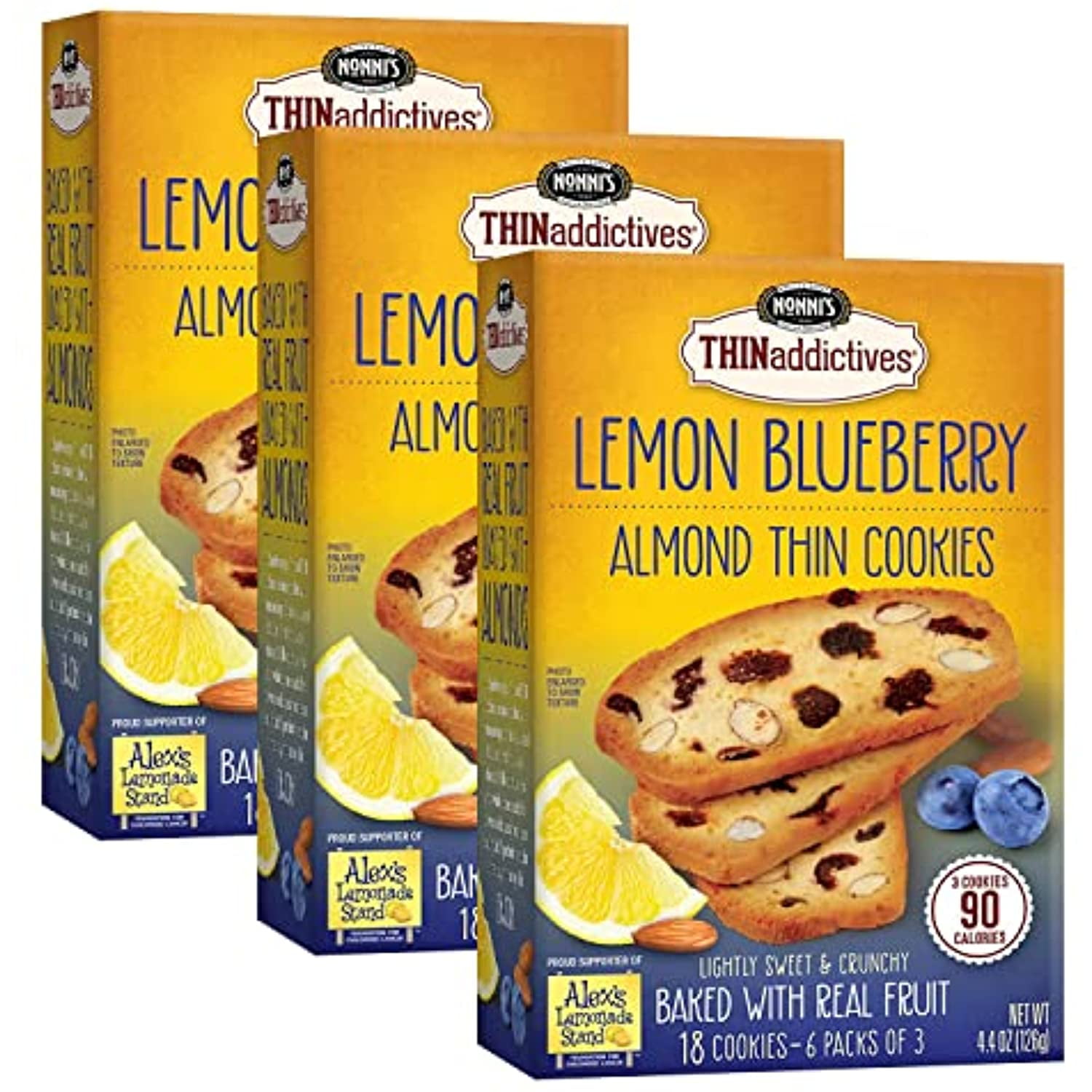 Nonnis Thin Addictive Lemon Blueberry Almond (3 Pack, Total Of 13.2Oz ...