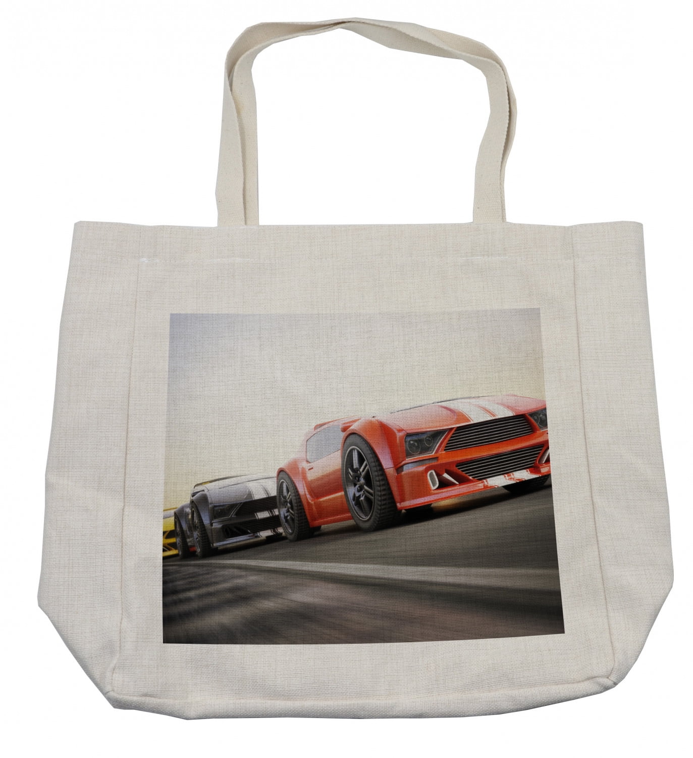 Cars Shopping Bag, Sports Car Competing on Highway Chasing Another Team ...