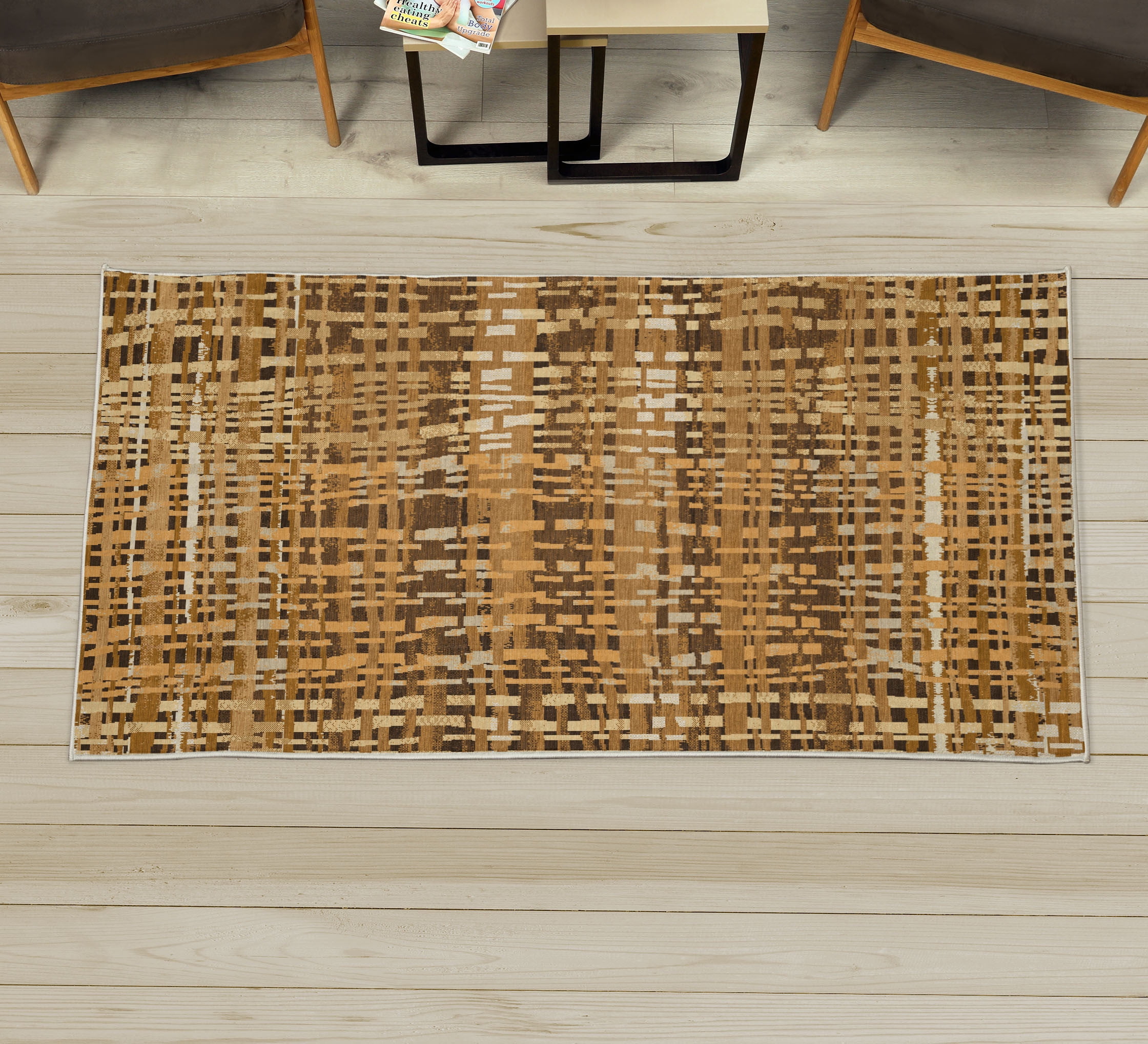 Modern Decorative Rug, Funky Abstract Style Design of Pixel Look Waving ...