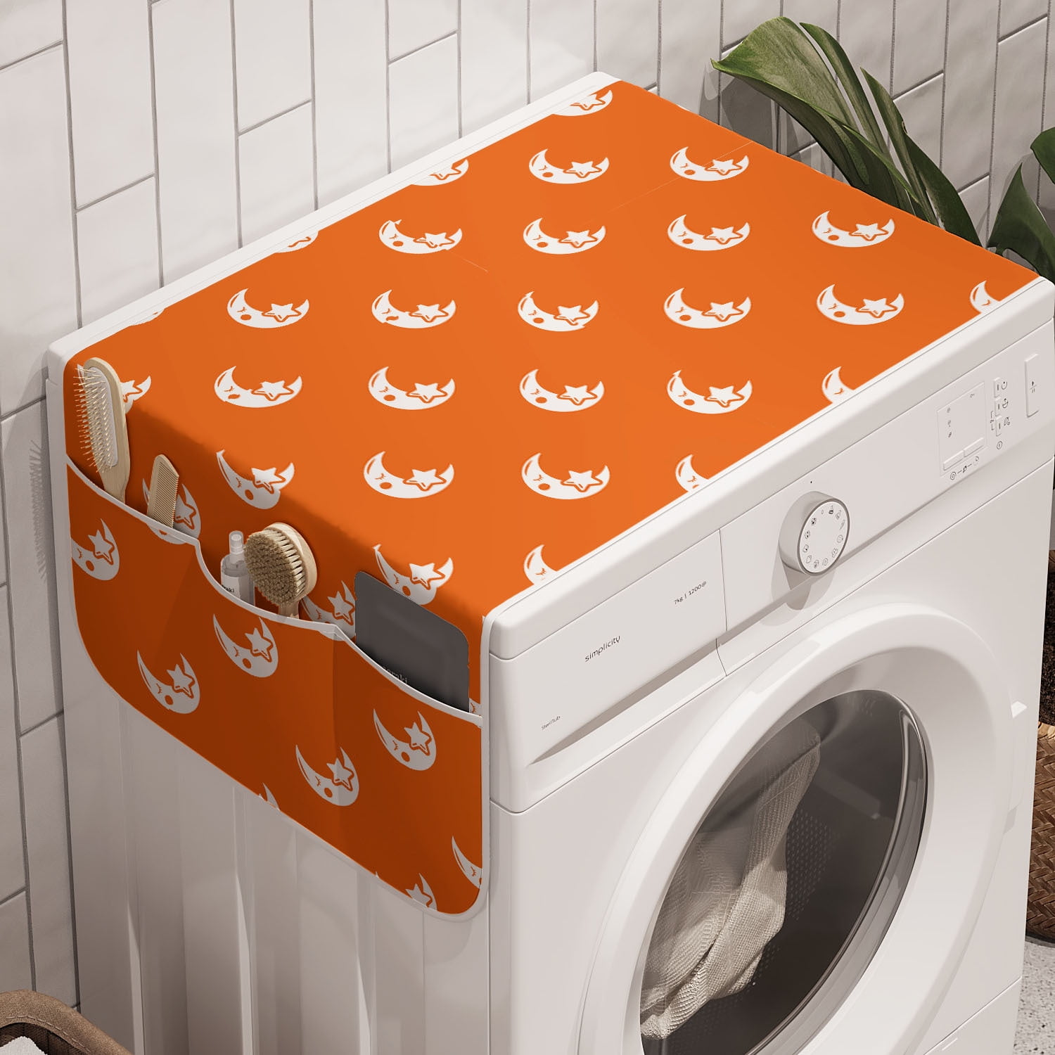 Childish Washing Machine Organizer, Pattern of Sleeping Moons Carrying ...