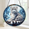 Majestic Snow Leopard Stained Glass Window Hanging, Blue Wildlife Art ...