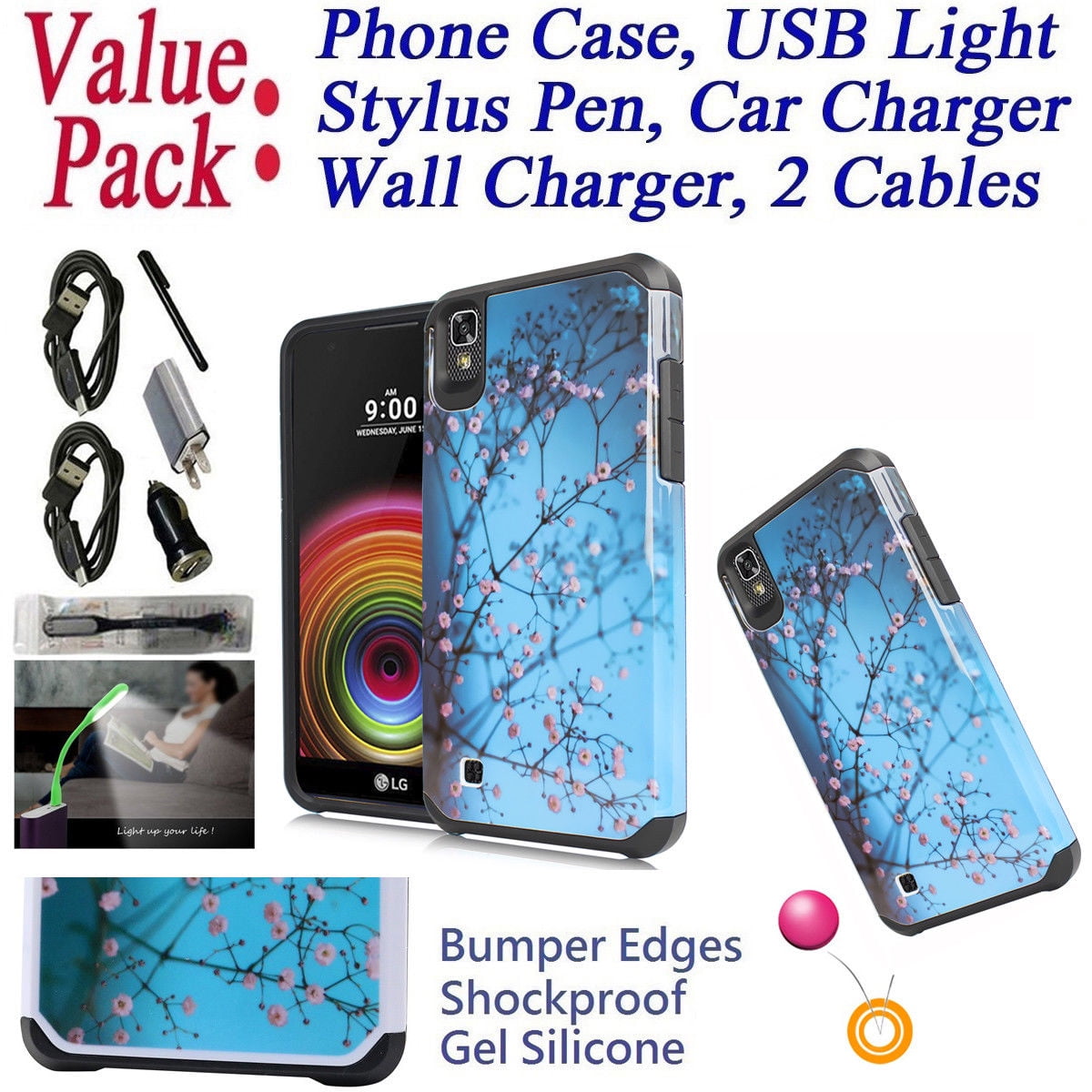 Value Pack + for 5.3" LG X POWER LS755 xpower Case Hybrid Phone Case ...