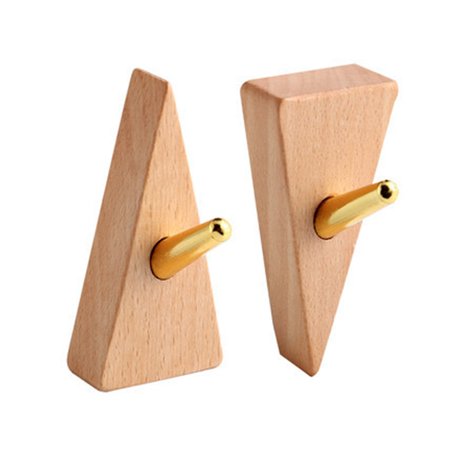 Wooden Hook Triangle Hooks Set Hanger No Drilling Wall Mounted Self ...