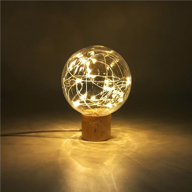 pitrice Novelty LED Starry Light with Wood Base Romantic Light Starry ...