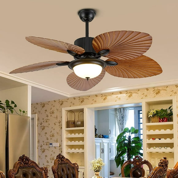 Palm Leaf Ceiling Fan With Light And Remote Control | Shelly Lighting