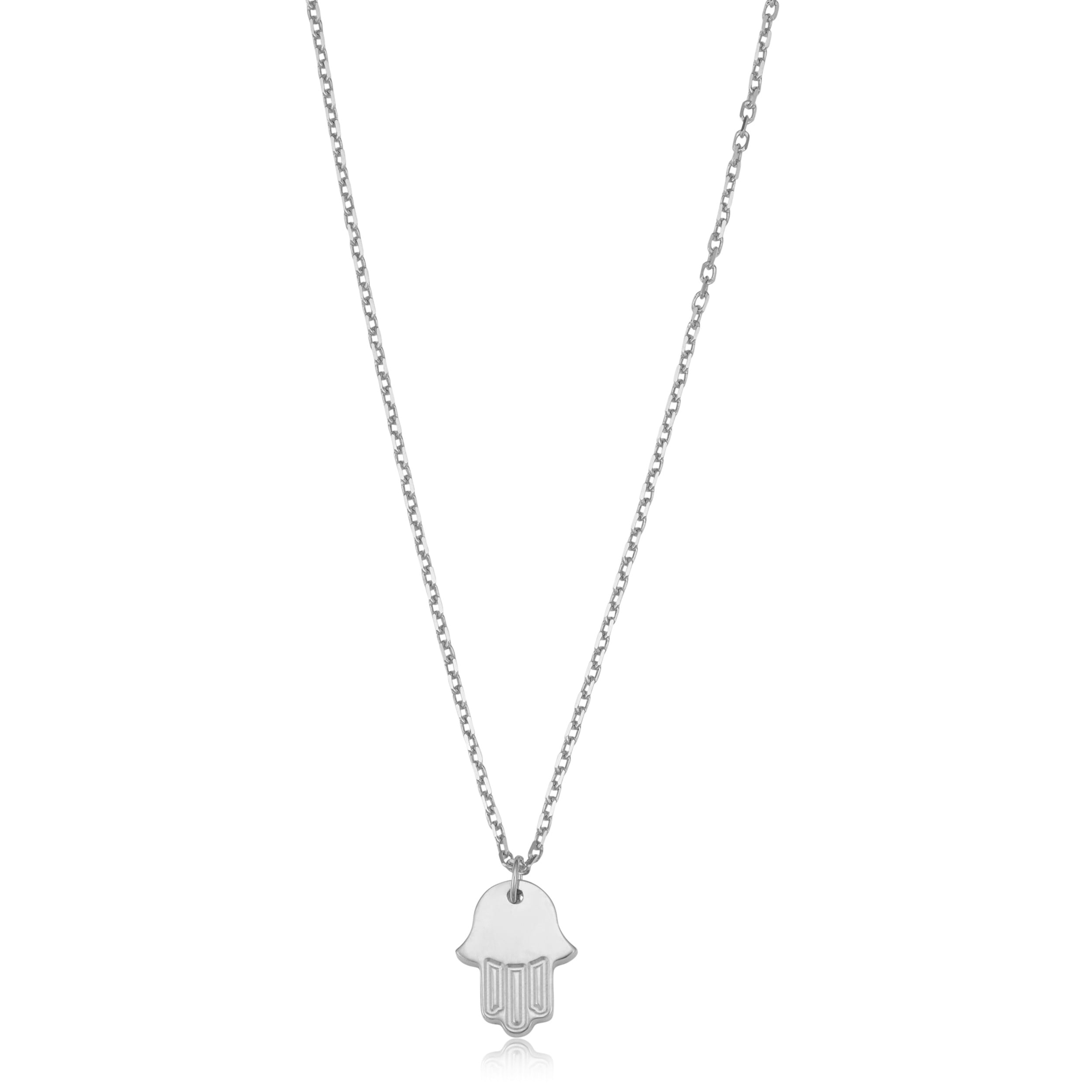 14k White Gold Small Hamsa Pendant Necklace Minimalist Jewelry For ...