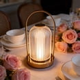 Bedside Lamp with Touch Dimmer, Rechargeable Gold Table Lamp for Desk ...
