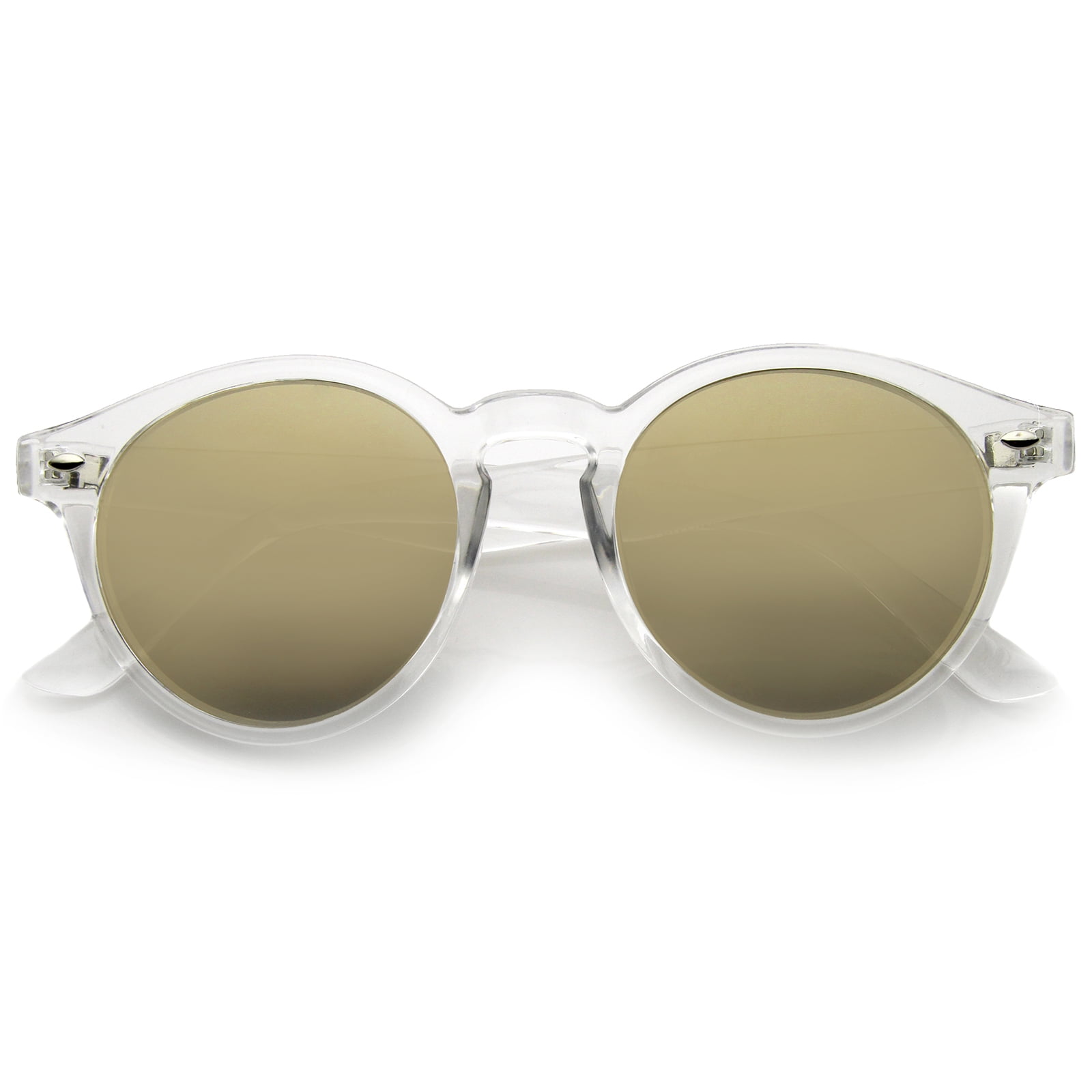 sunglassLA Unisex Retro Translucent Frame Color Mirror Lens Round Horn ...