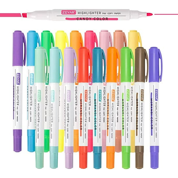 ZEYAR Highlighters, Dual Tips Marker Pen, Chisel and Fine Tips ...