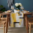 Abstract Stitching Table Runner 13x108 inch Black Yellow Gary Stripes ...